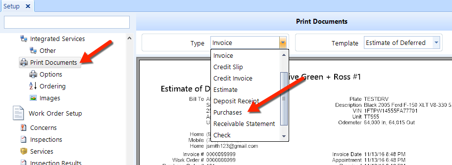 Edit Purchases Template